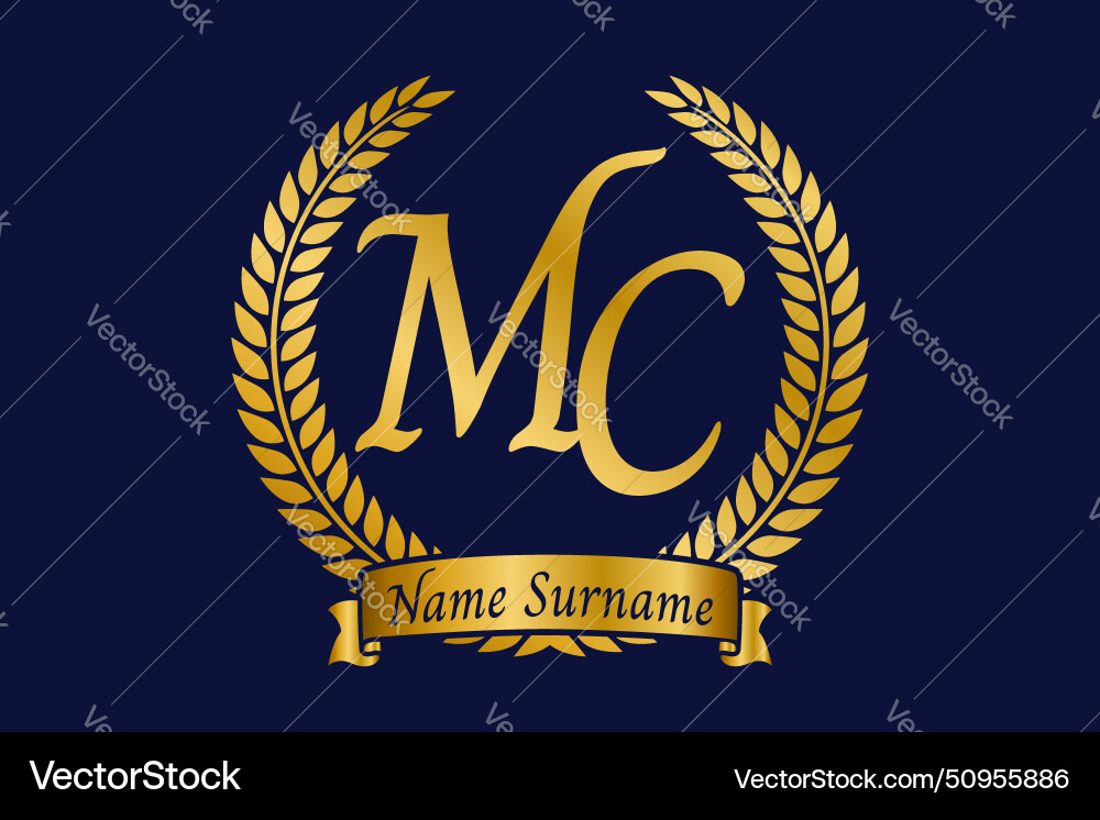 Initial letter m and c mc monogram logo design Vector Image