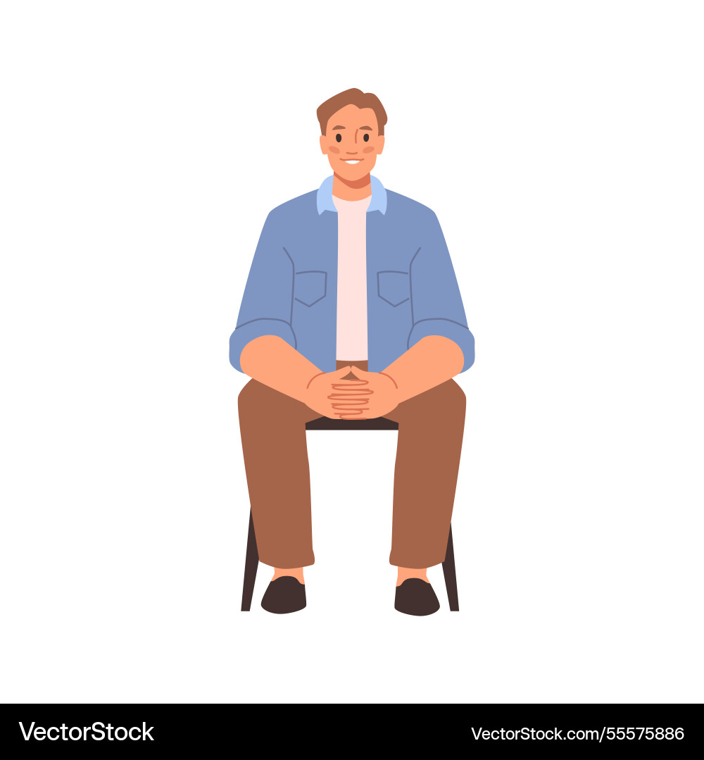Man sitting on chair open pose Royalty Free Vector Image