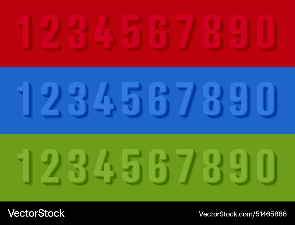 Numbers colourful set in volume 3d style elements Vector Image