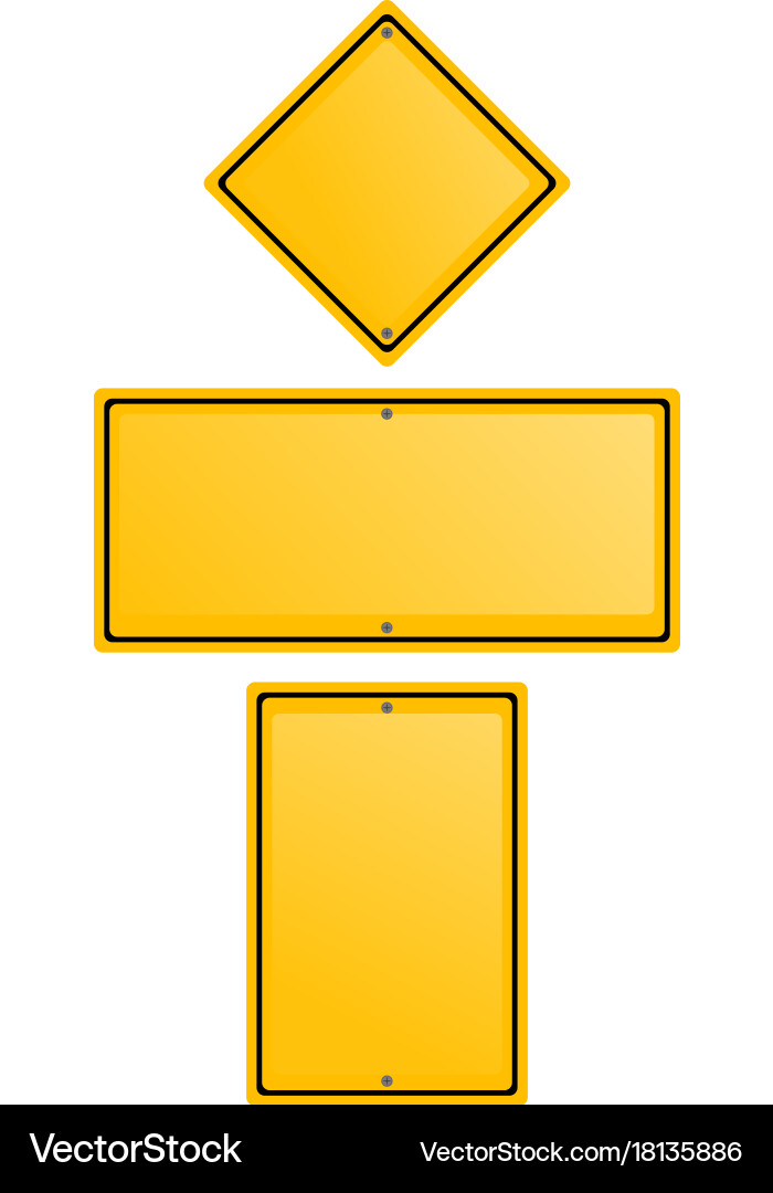 Yellow signs in three shapes Royalty Free Vector Image