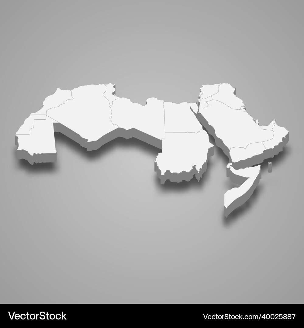 3D Isometric World Map - Arab Region Royalty Free Vector