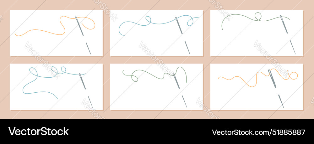 A dynamic set of thread and needle Royalty Free Vector Image