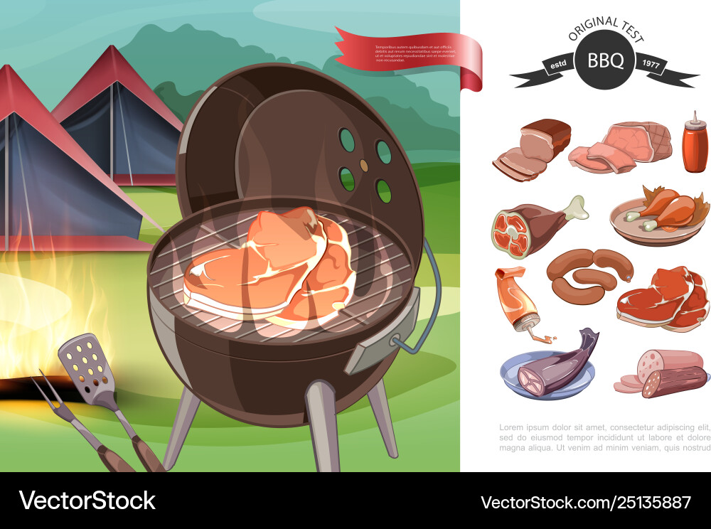 Cartoon bbq party concept Royalty Free Vector Image