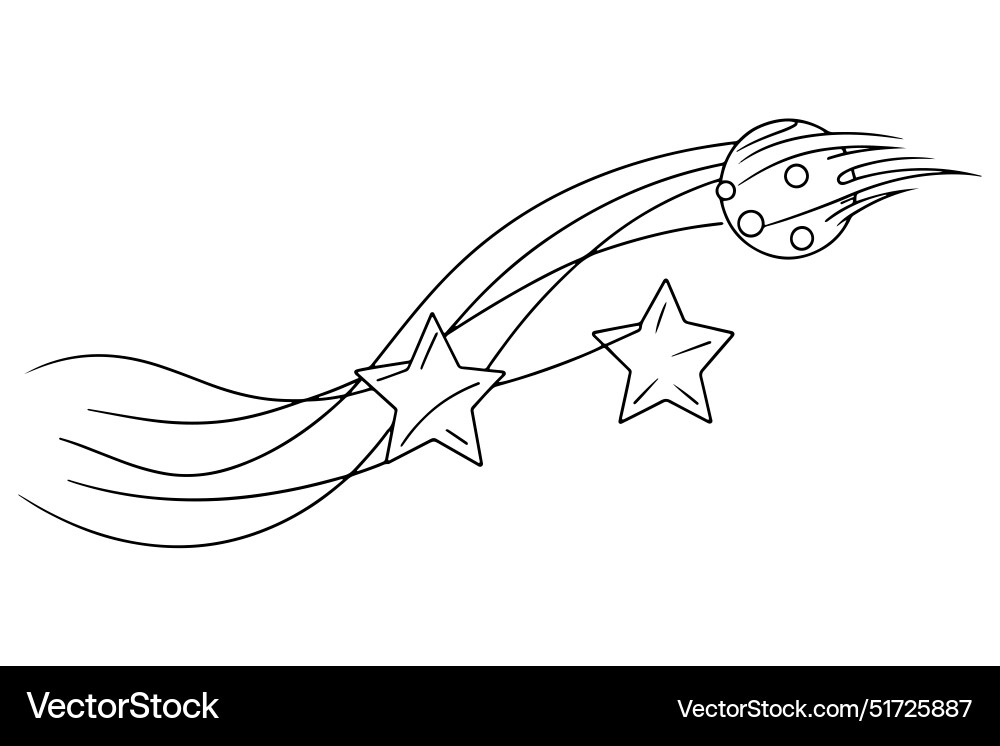 Comets continuous line art on white background Vector Image