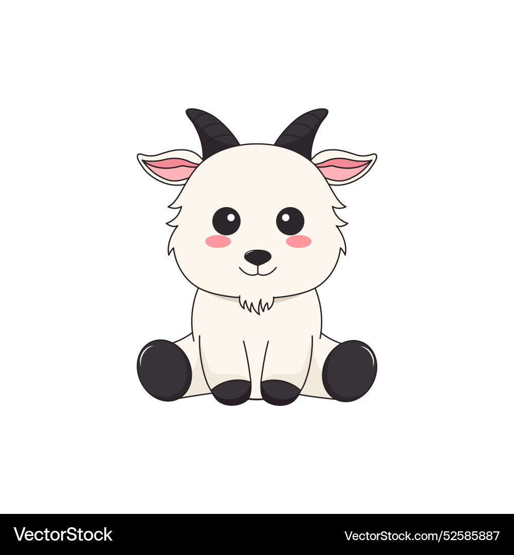 Cute little goat character Royalty Free Vector Image