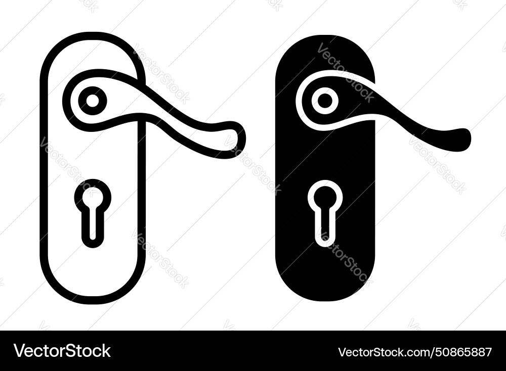 Door handle icon set knob lock latch symbol Vector Image