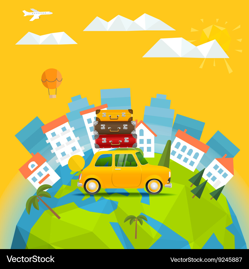 Earth with abstract world map summer holidays Vector Image