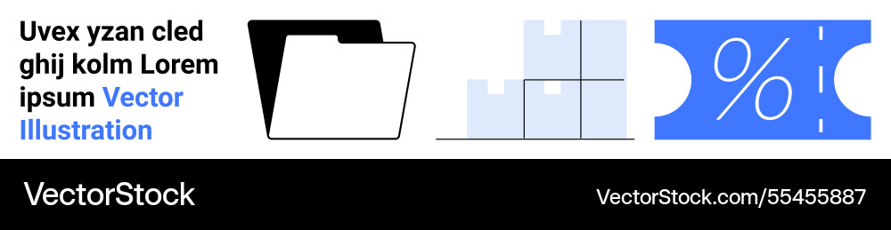 Folder bar graph and discount ticket depicting Vector Image