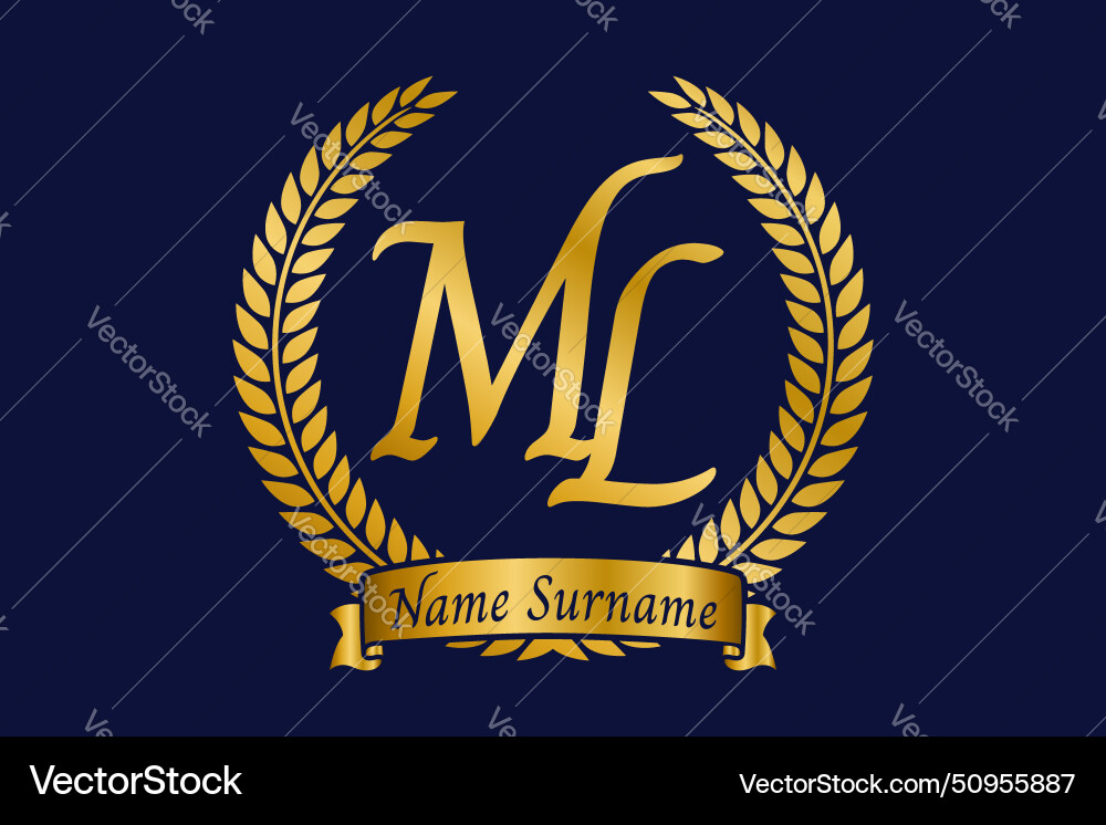 Initial letter m and l ml monogram logo design Vector Image
