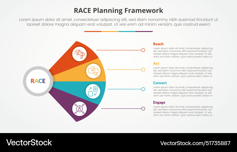 Race framework infographic concept for slide Vector Image