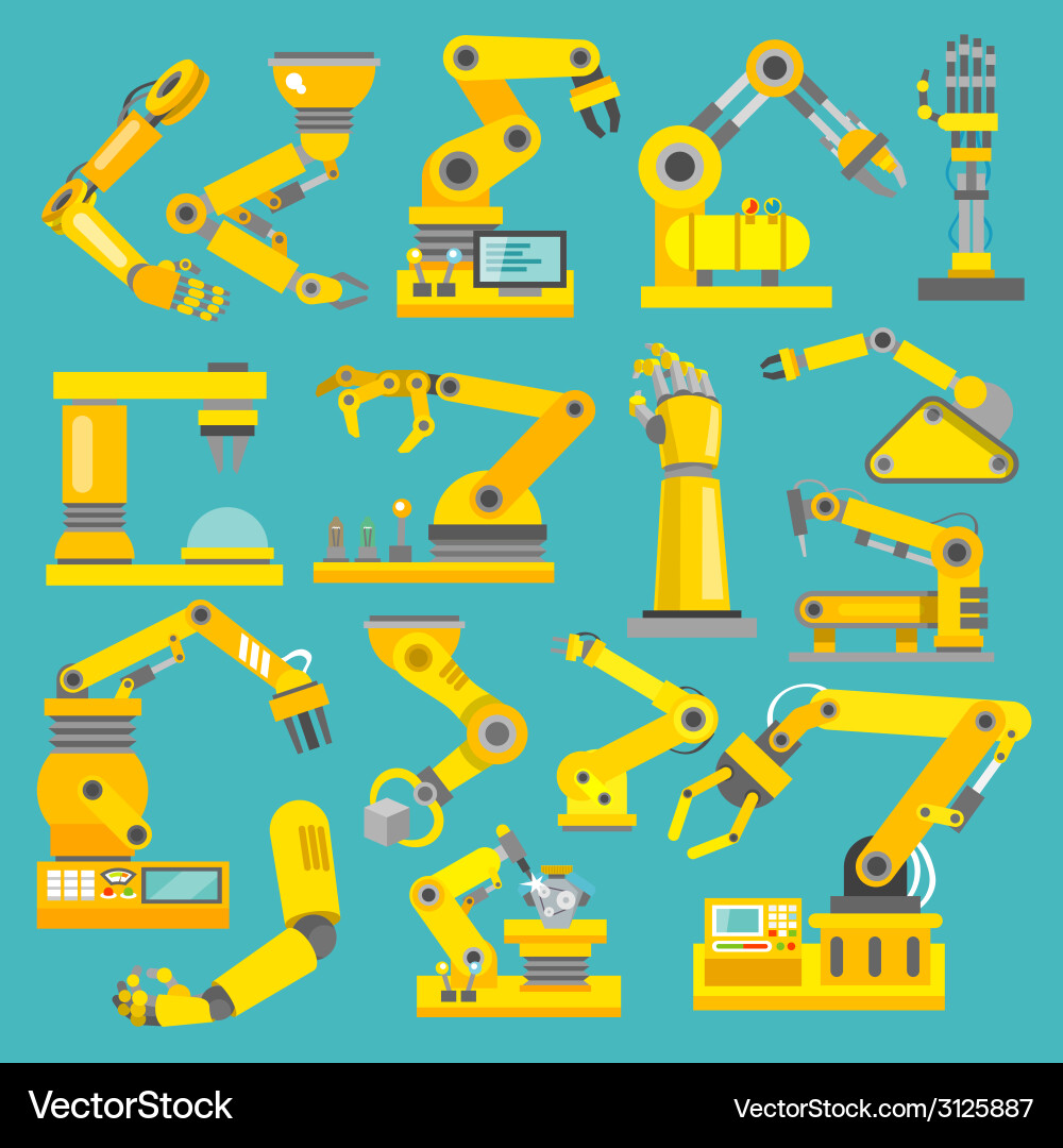 Robotic arm flat Royalty Free Vector Image - VectorStock