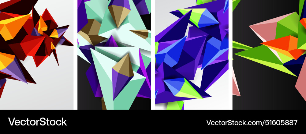 Set of triangle geometric low poly 3d shapes Vector Image