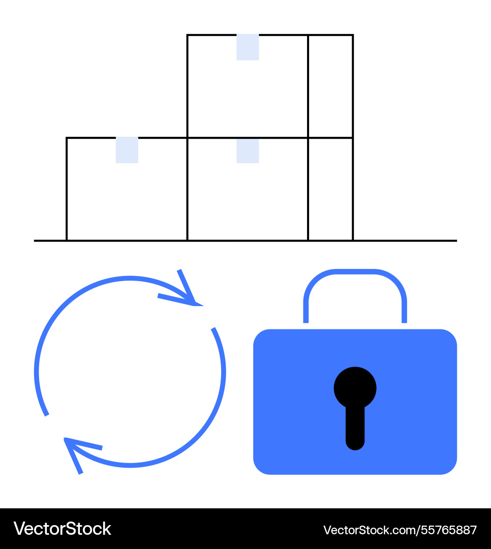 Warehouse inventory with security lock Royalty Free Vector