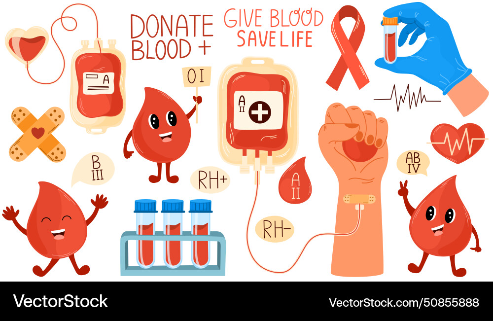 1696 blood set Royalty Free Vector Image - VectorStock