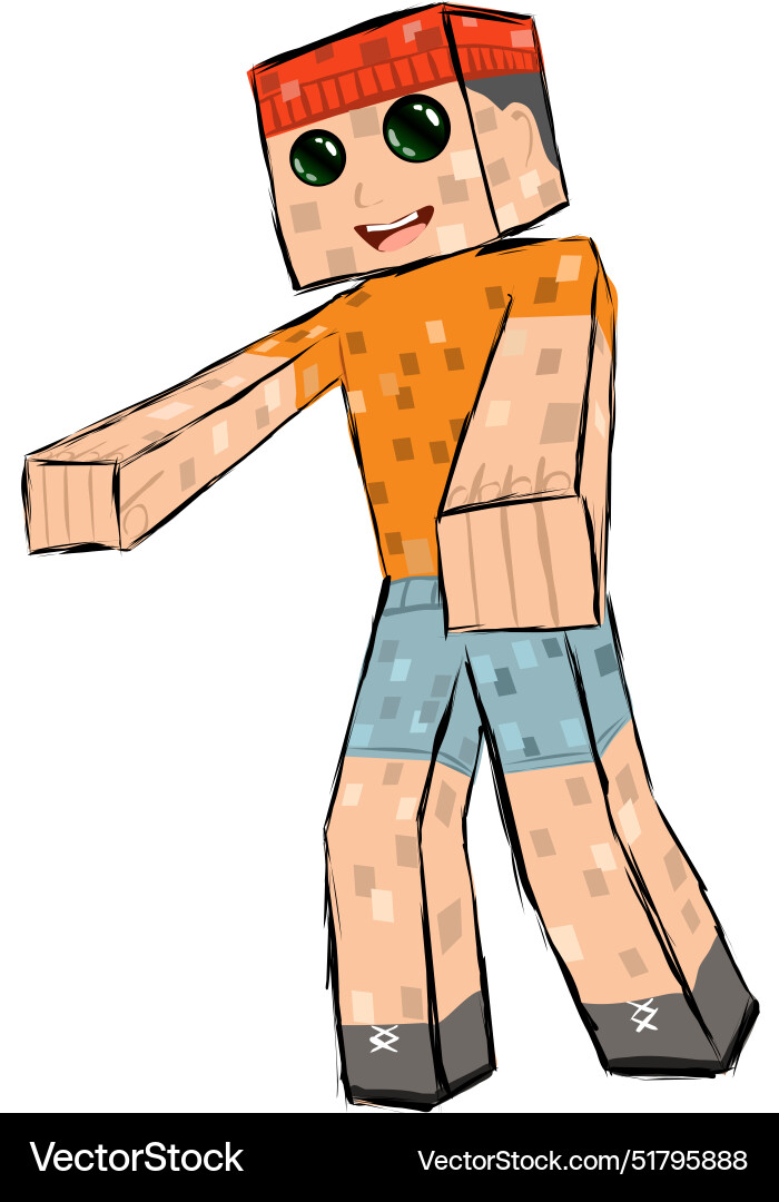 A character with square head and body Royalty Free Vector