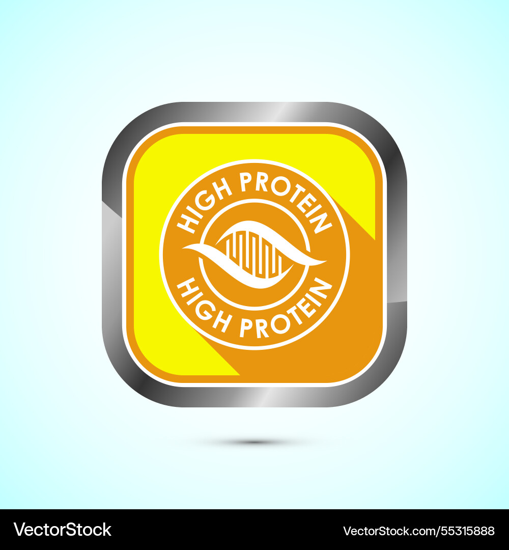High protein icon label design – Royalty-Free Vector | VectorStock