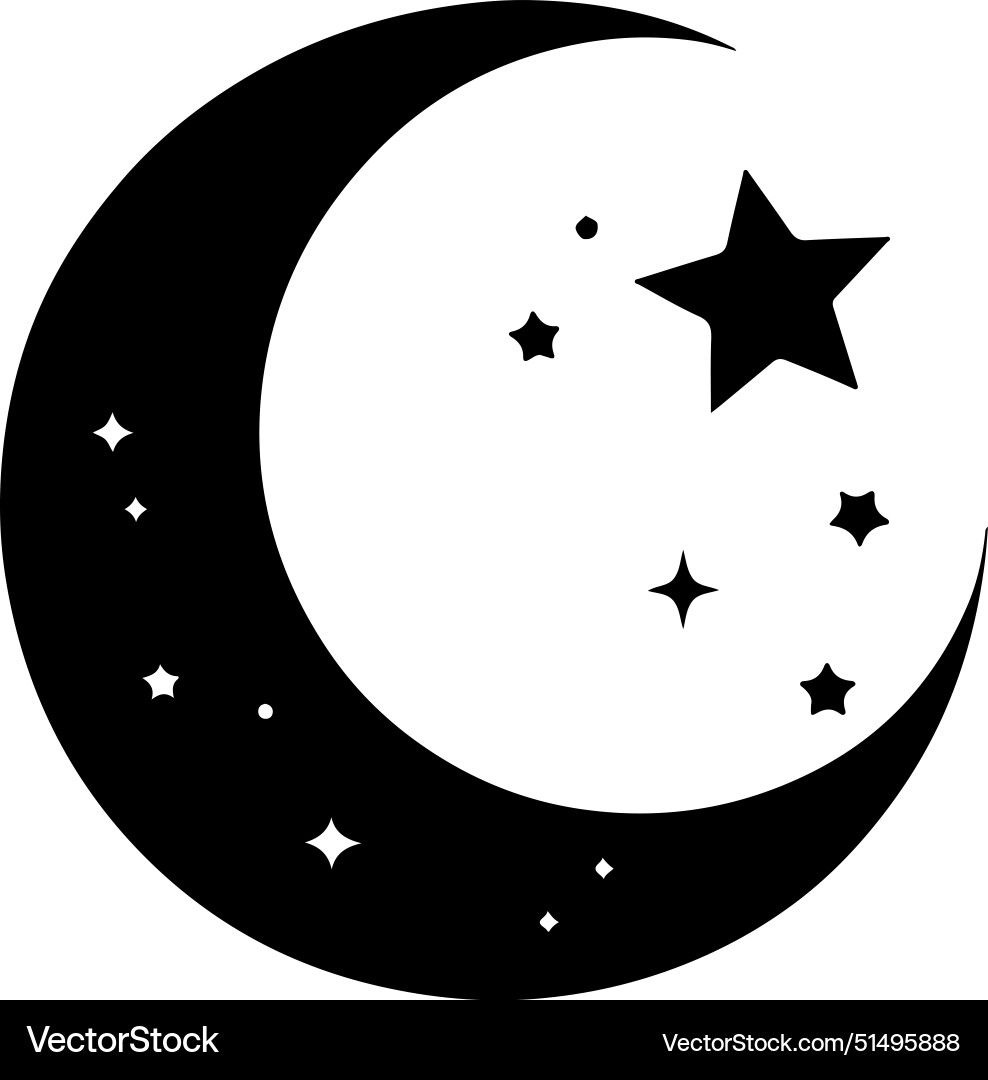 Moon and stars at night isolated Royalty Free Vector Image
