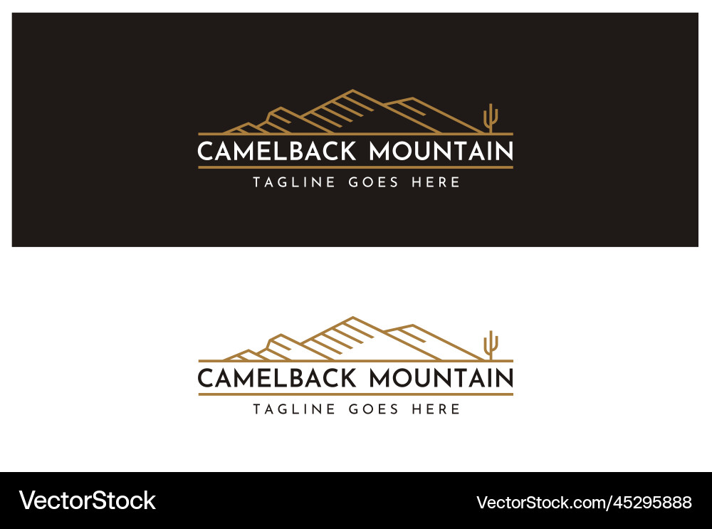 Mountain cactus camelback nature landscape logo Vector Image