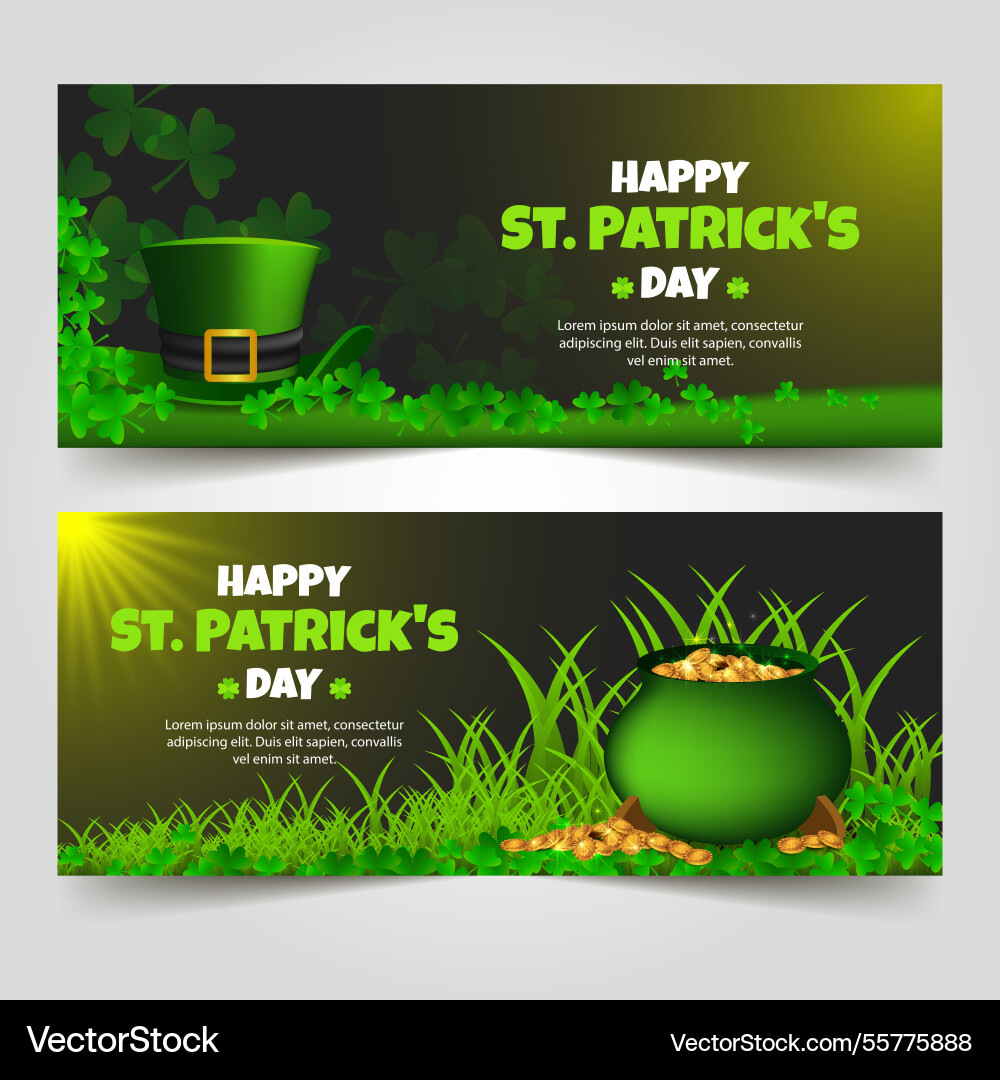 Realistic hat and cauldron st patricks banner Vector Image