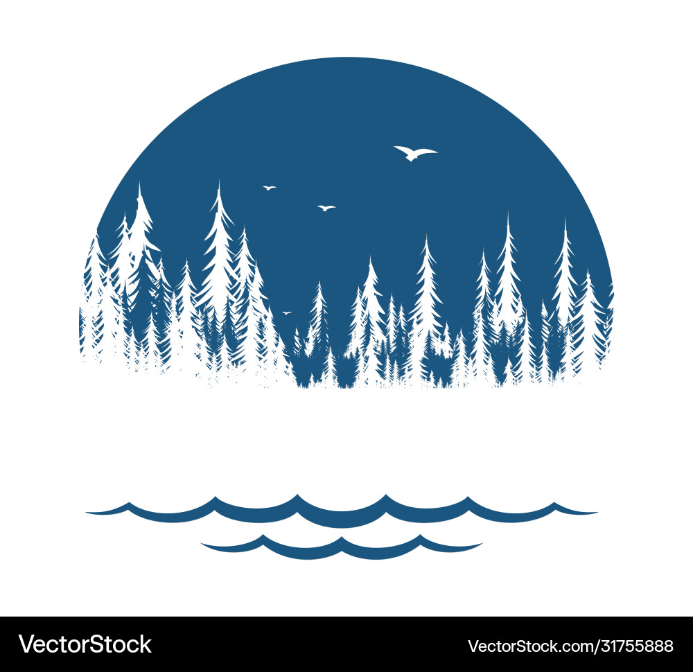 Symbol forest with lake Royalty Free Vector Image