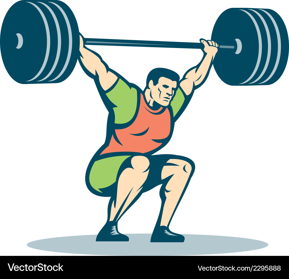 Weightlifter lifting barbell retro Royalty Free Vector Image