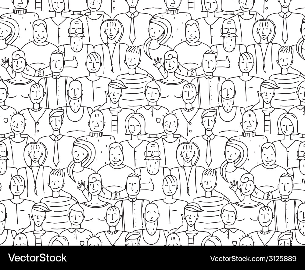 Black and White Crowd Pattern Royalty Free Vector Image