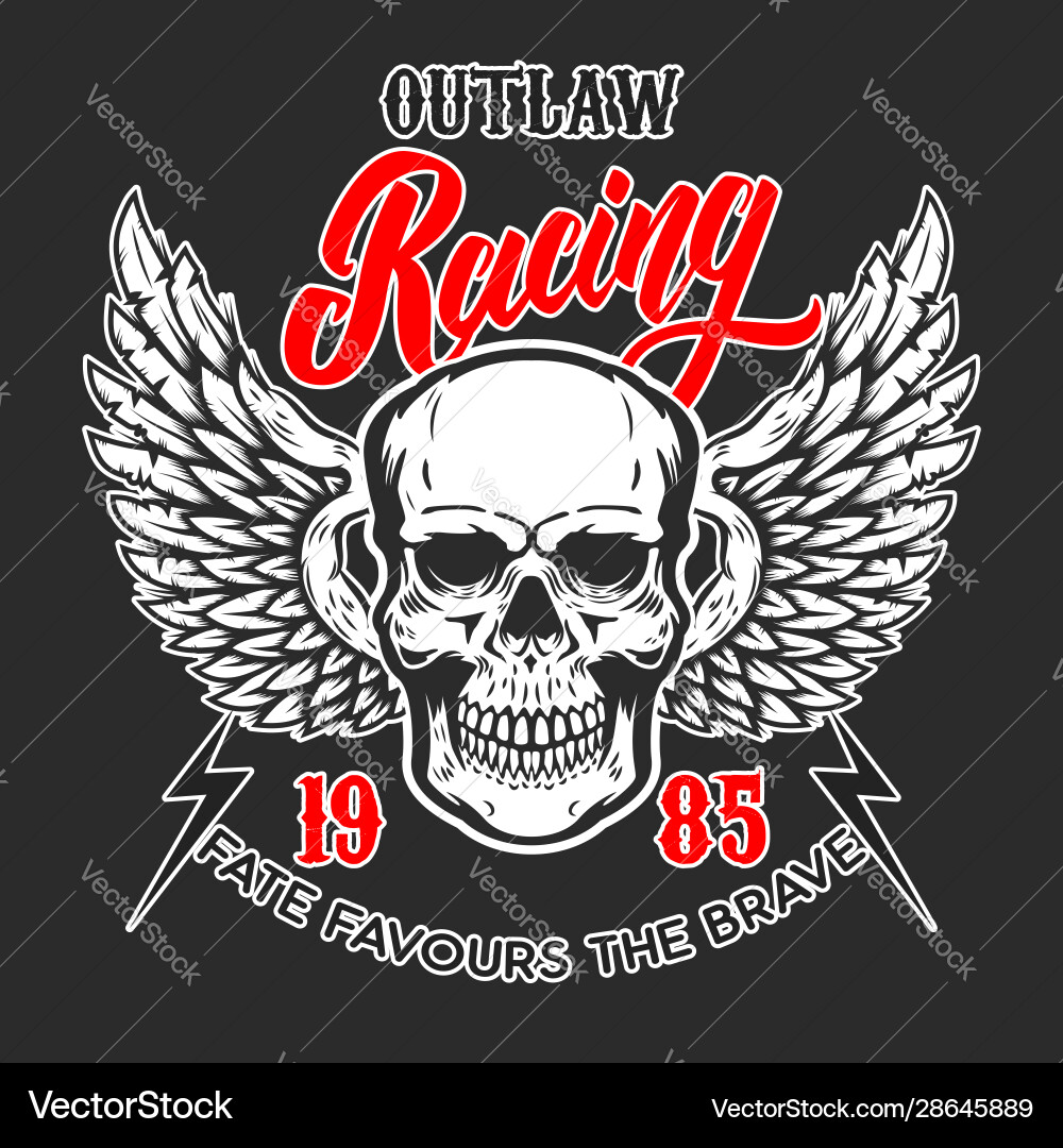 Custom motorcycles poster template with winged Vector Image