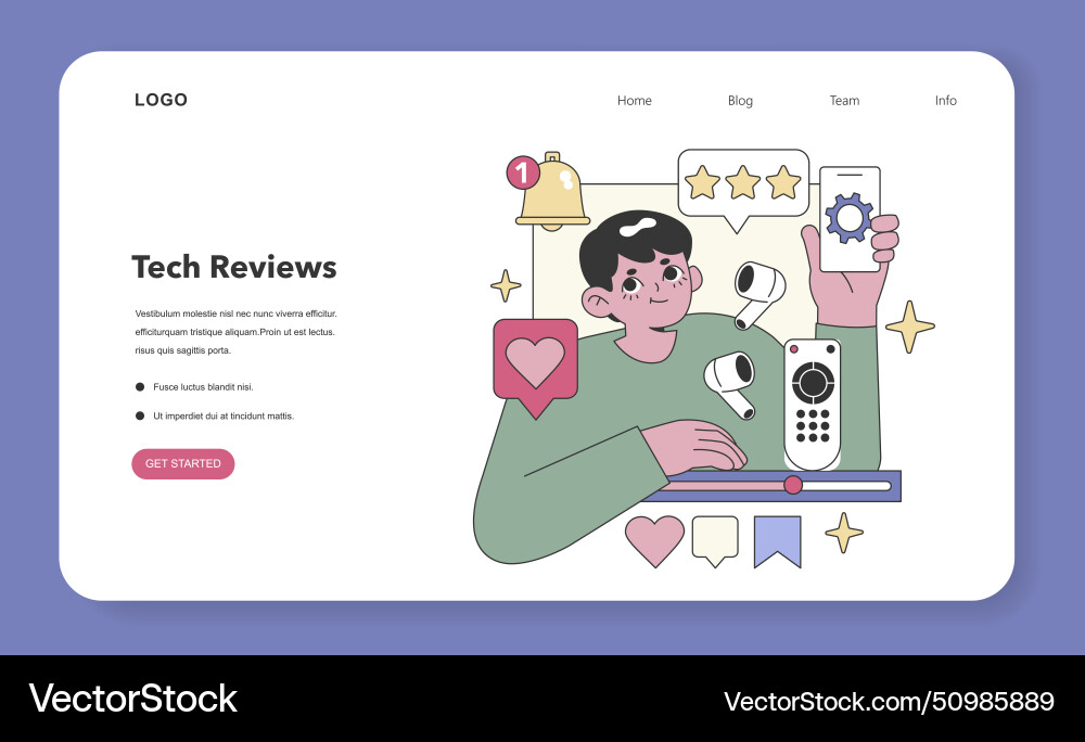 Tech reviews theme flat Royalty Free Vector Image