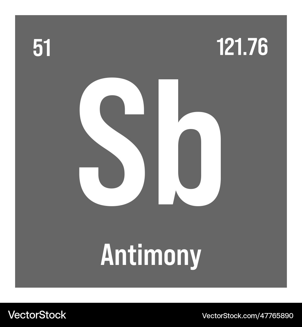 Antimony sb periodic table element Royalty Free Vector Image