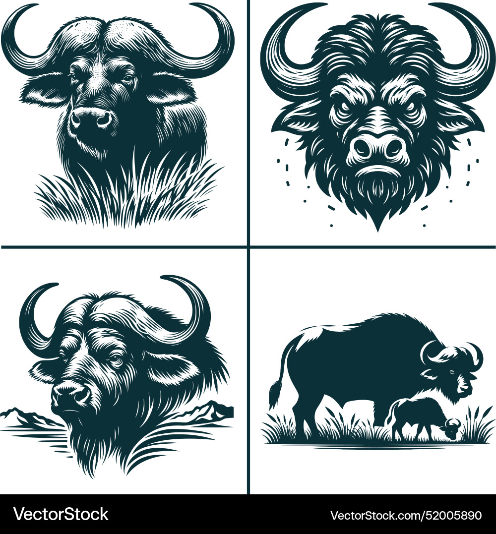 Bison buffalo silhouette svg filesbuffalo Vector Image