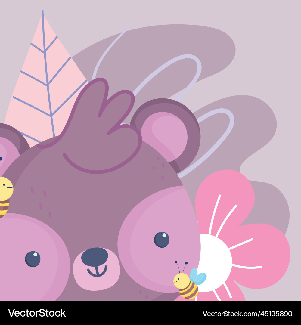 Cute bear and bee Royalty Free Vector Image - VectorStock