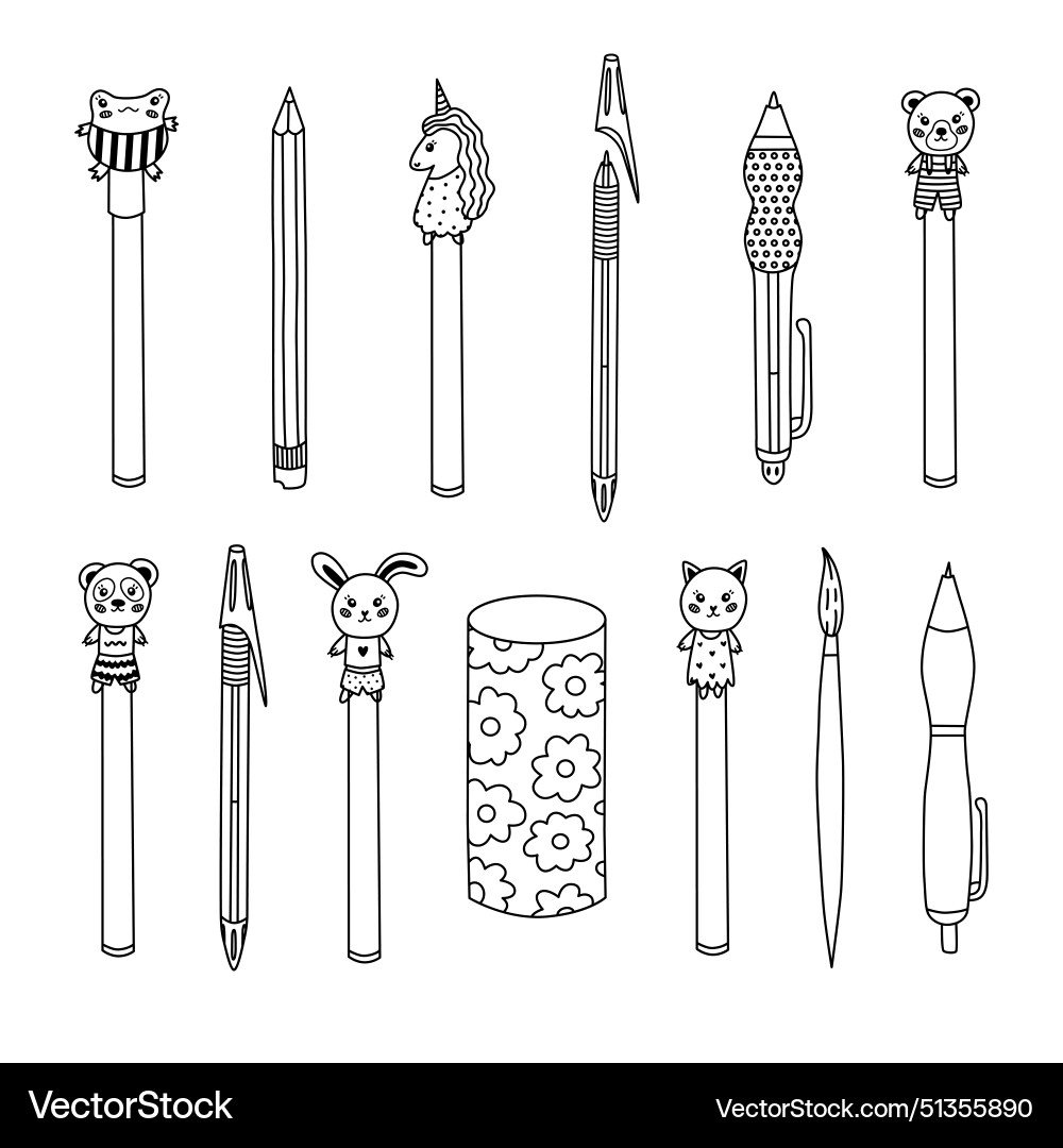 Cute doodle set of back to school stationery Vector Image