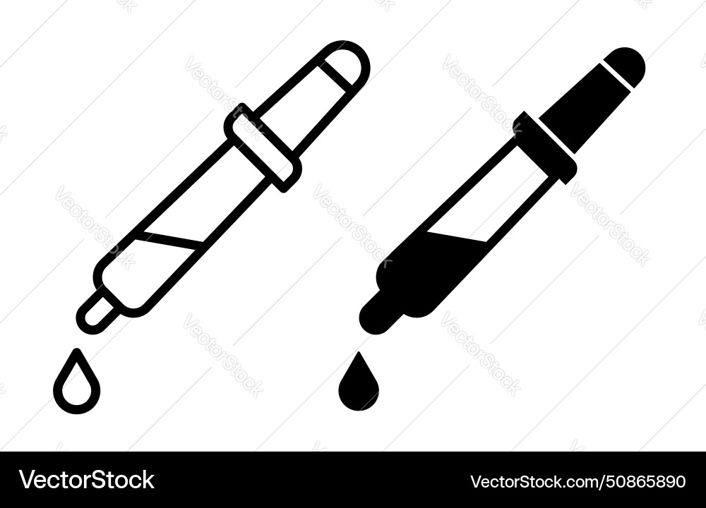 Dropper pipette icon set chemistry laboratory Vector Image
