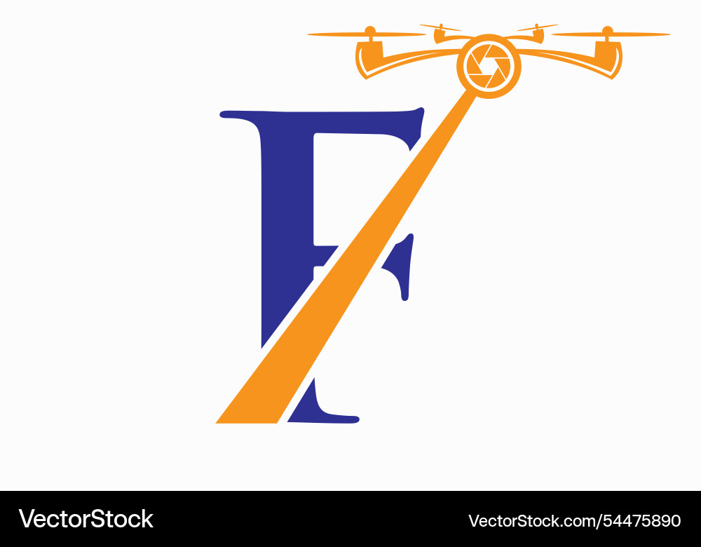 Initial letter f drone logo concept Royalty Free Vector