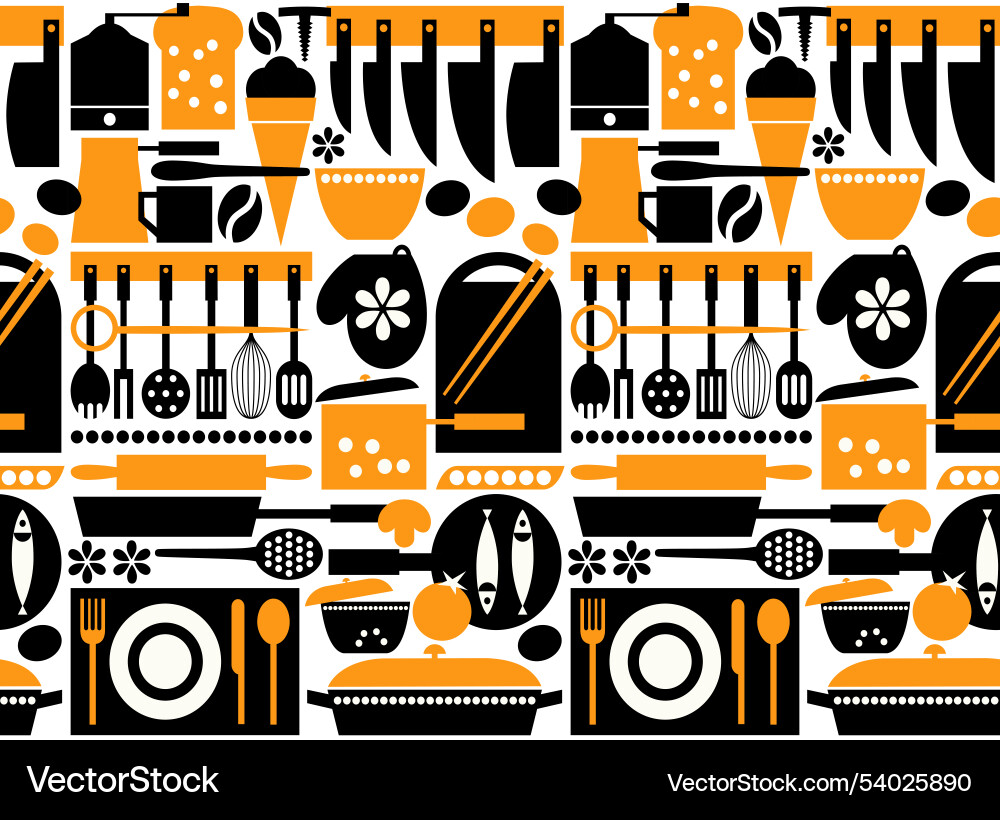 Kitchen tools seamless pattern cook Royalty Free Vector