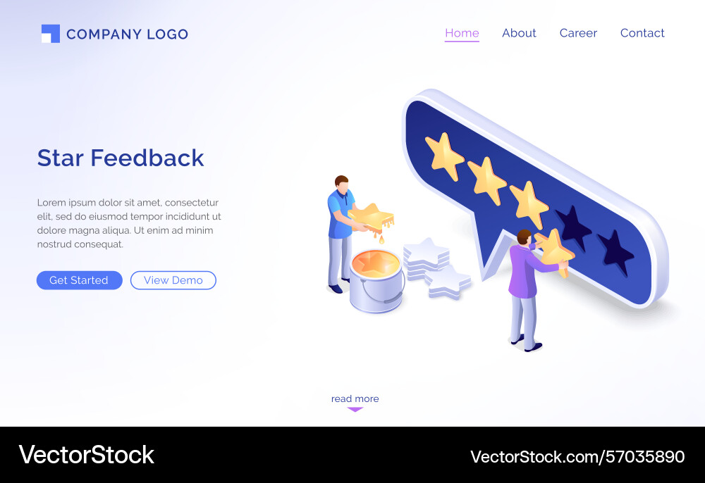 Landing page of star feedback model Royalty Free Vector