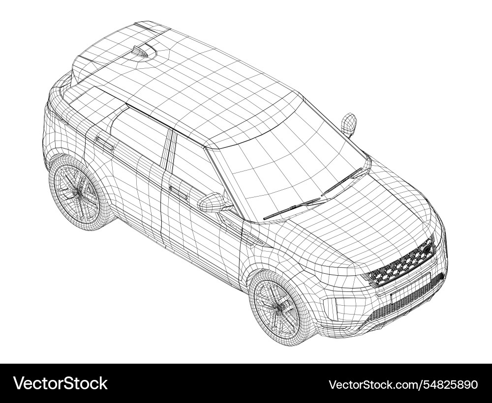Modern suv car wireframe isometric view Royalty Free Vector