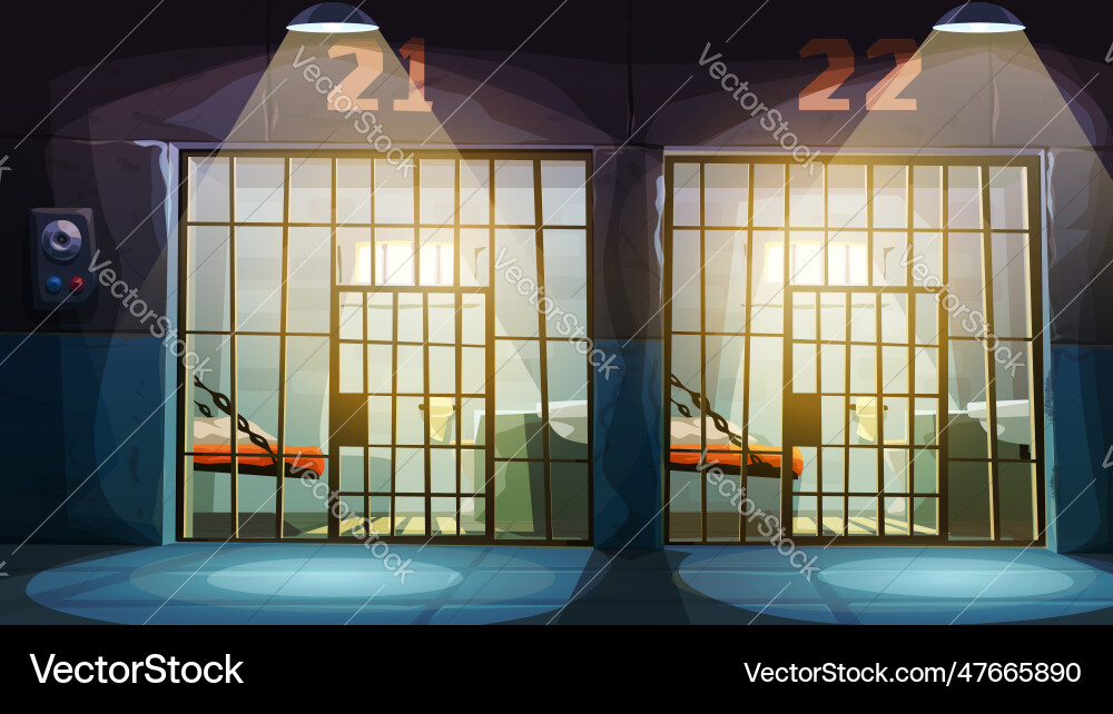 Prison cells with sun light side view Royalty Free Vector