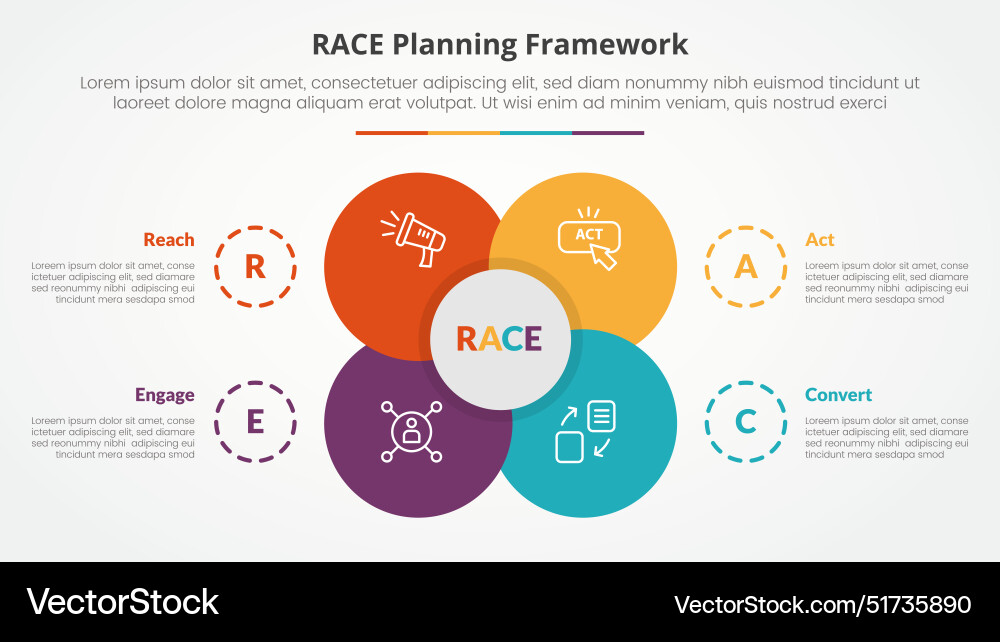 Race framework infographic concept for slide Vector Image