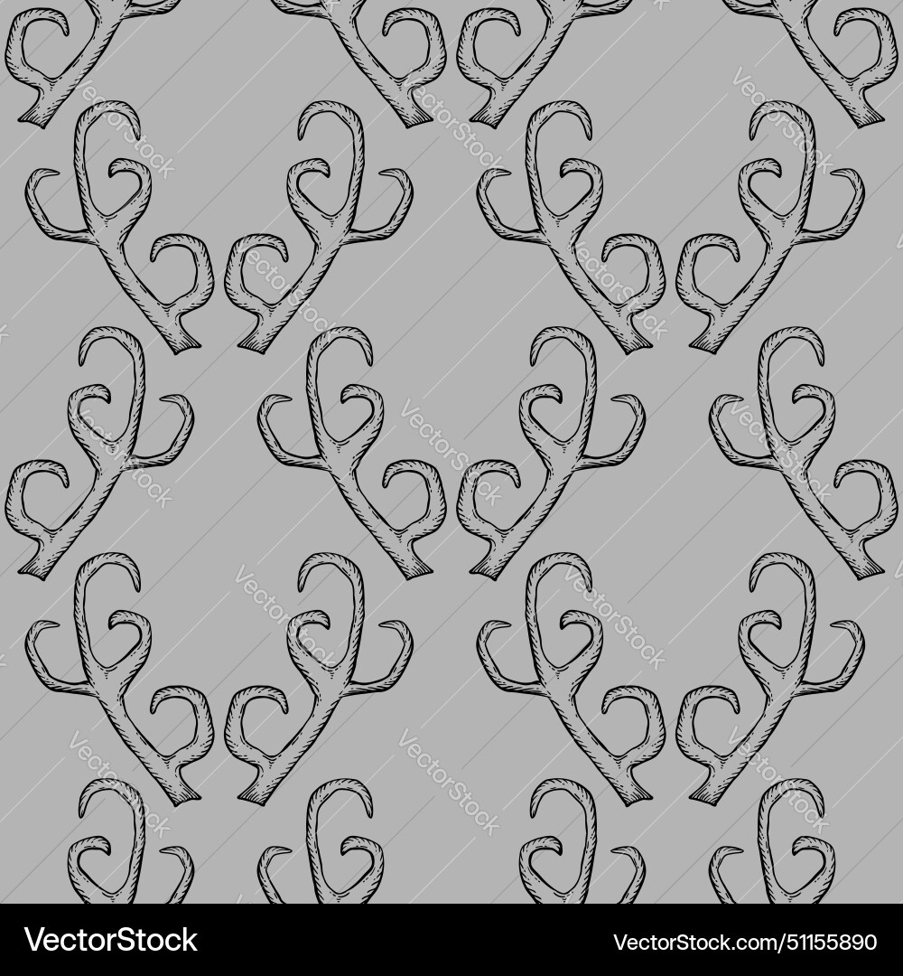 Seamless pattern with deer antlers Royalty Free Vector Image