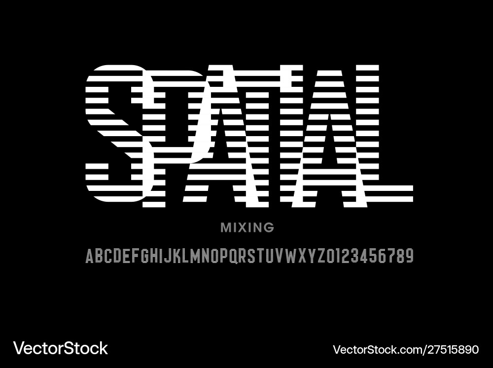 Spatial color mixing style font design alphabet Vector Image