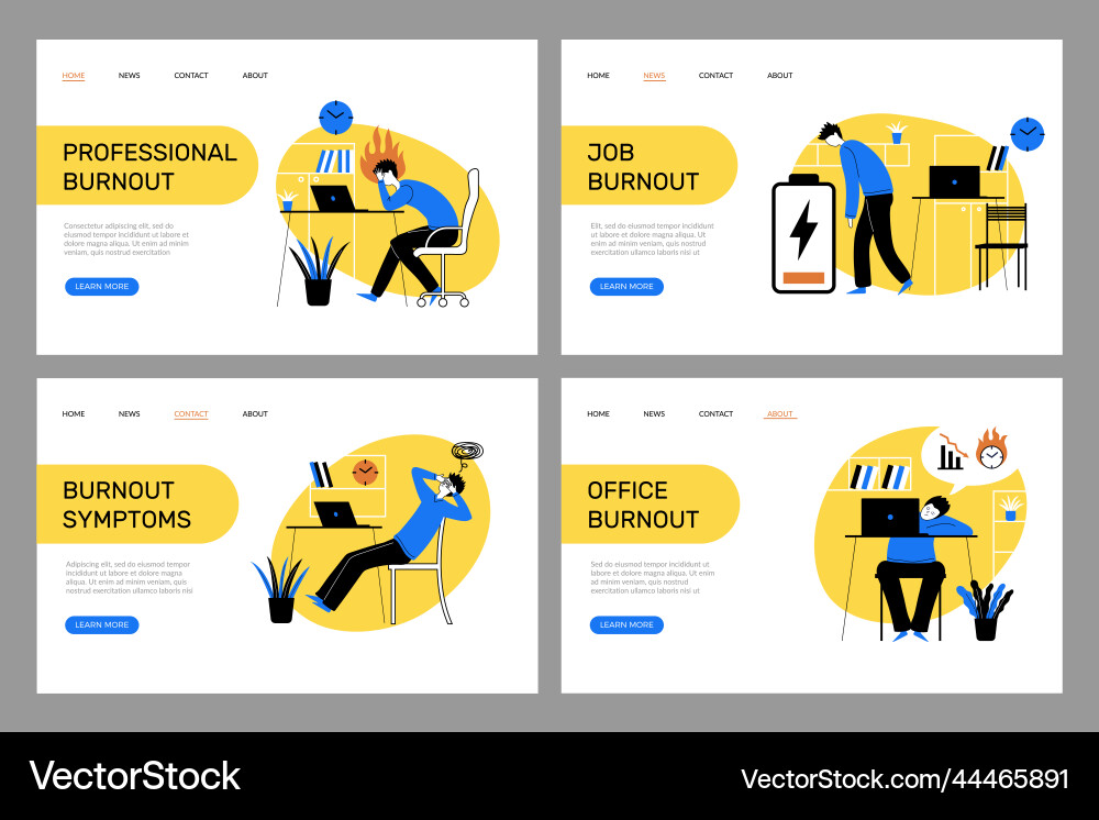 Burnout landing tired stressed office managers Vector Image