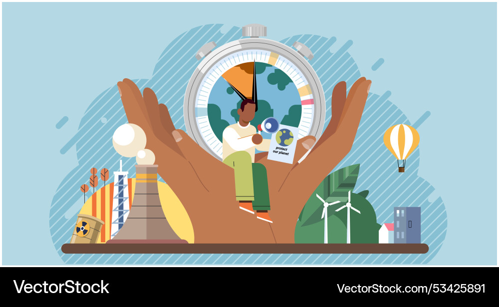 Climate change save the planet embracing Vector Image