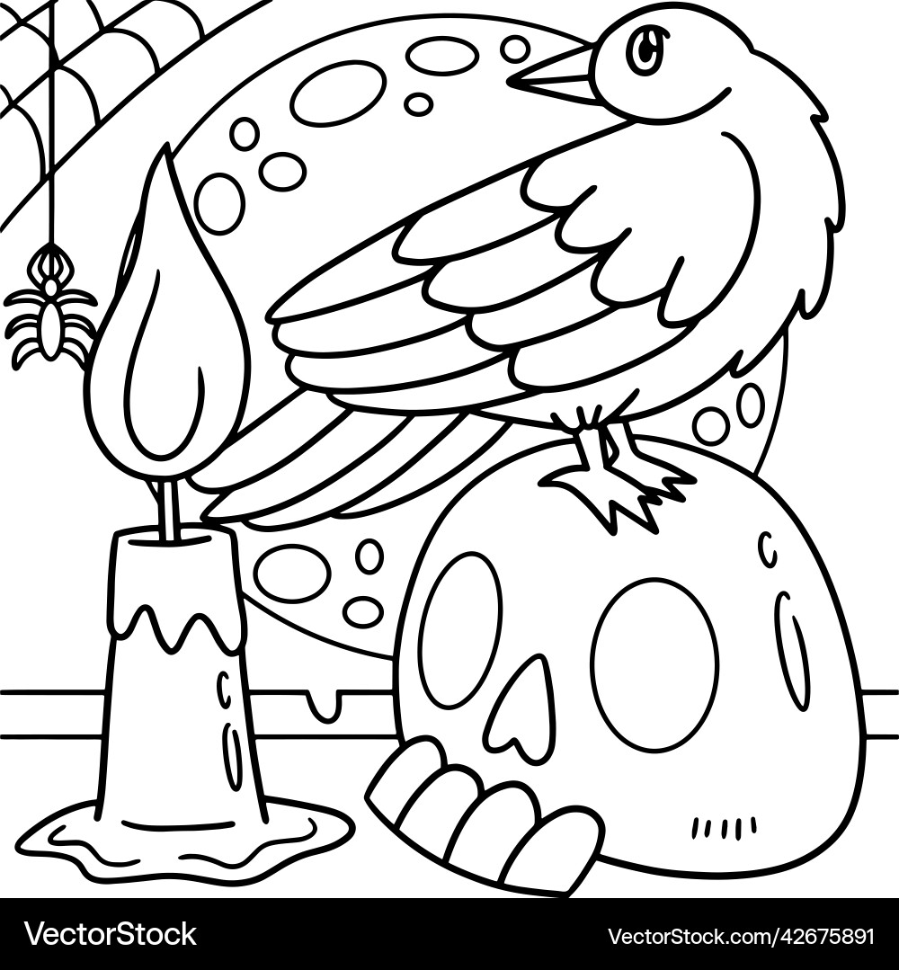 Crows halloween coloring page for kids Royalty Free Vector