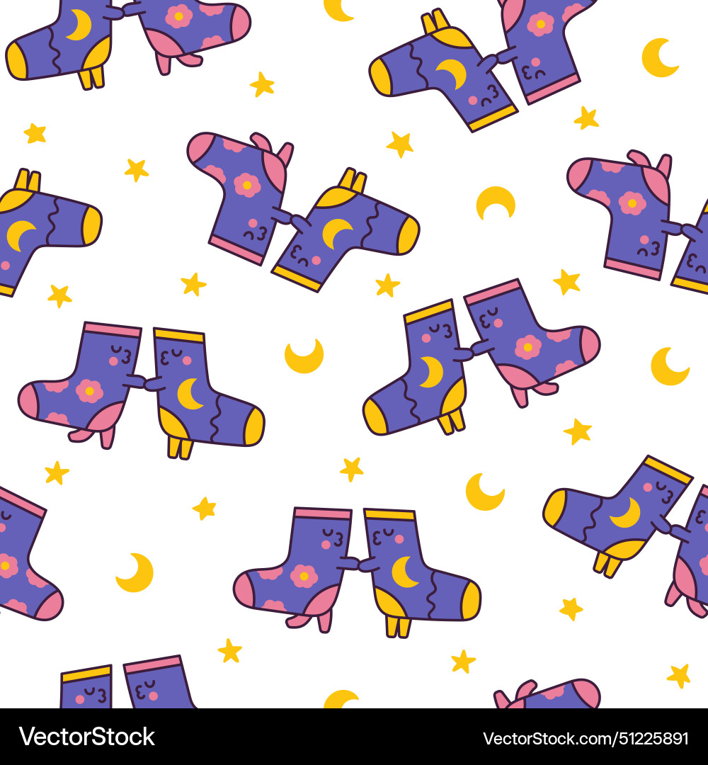 Cute kawaii socks seamless pattern Royalty Free Vector Image