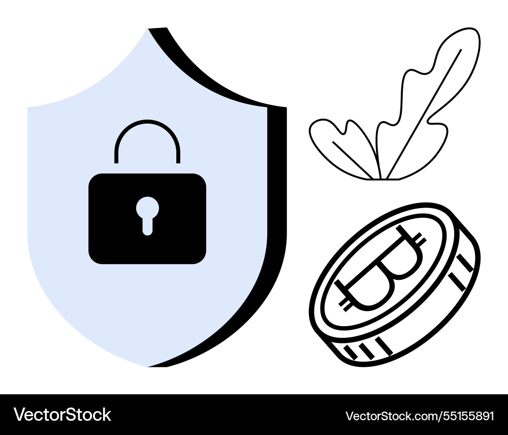 Digital security elements shield lock leaf Vector Image