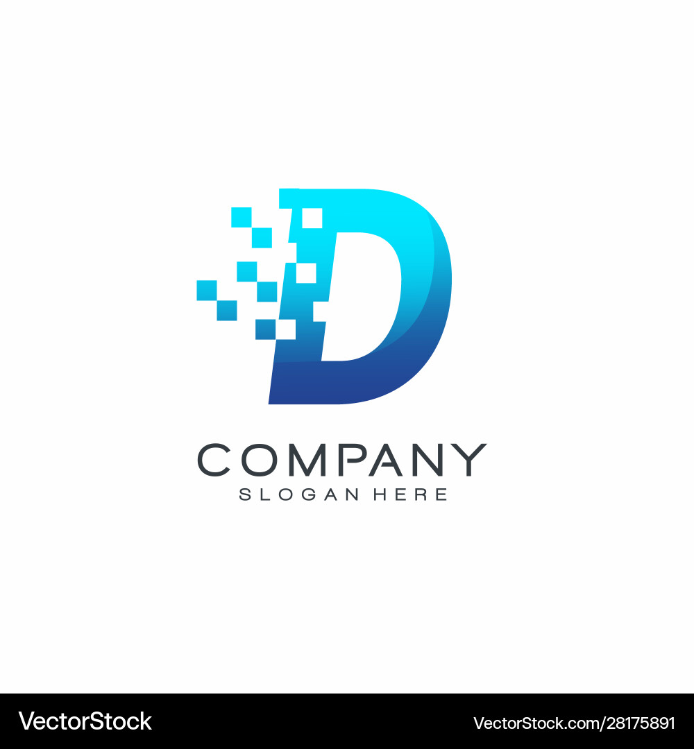 Letter d pixel logo technology and digital Vector Image