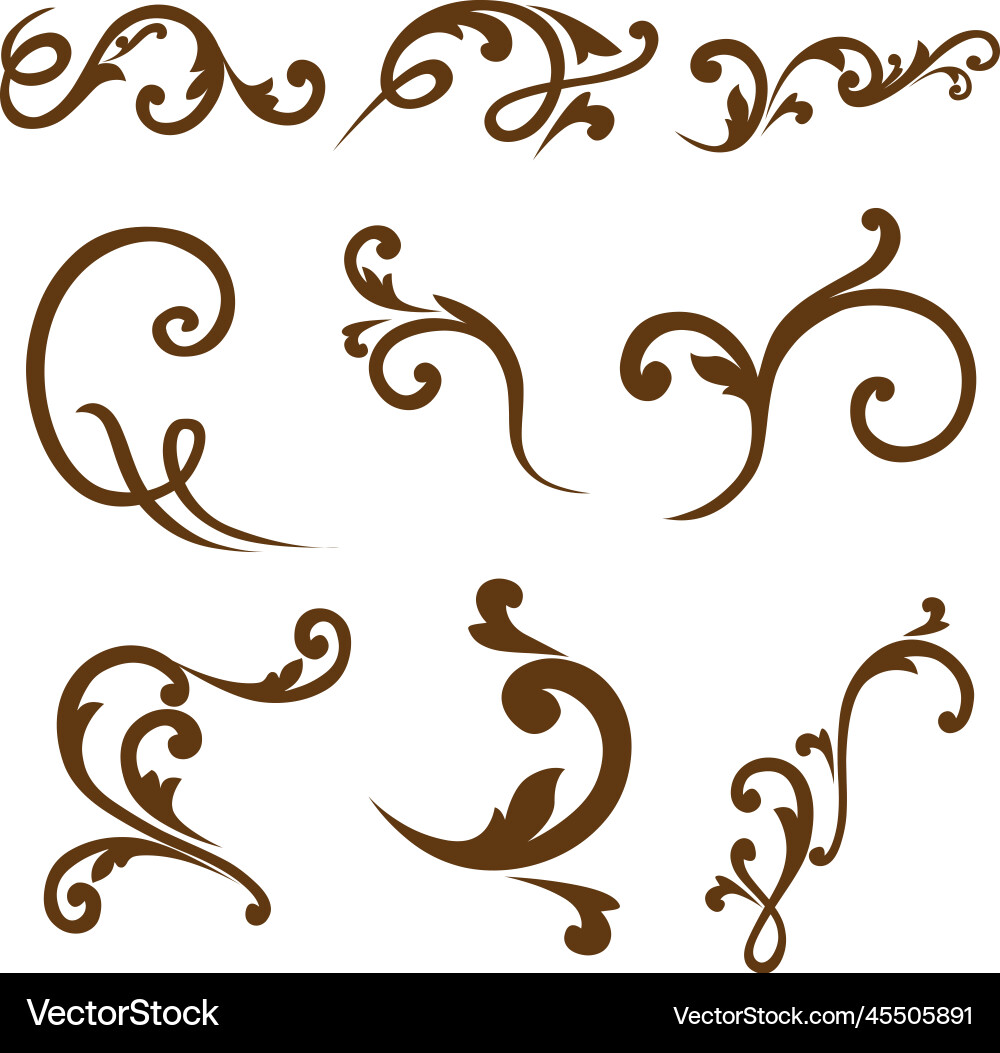 Swash ornamental with leaf collection Royalty Free Vector