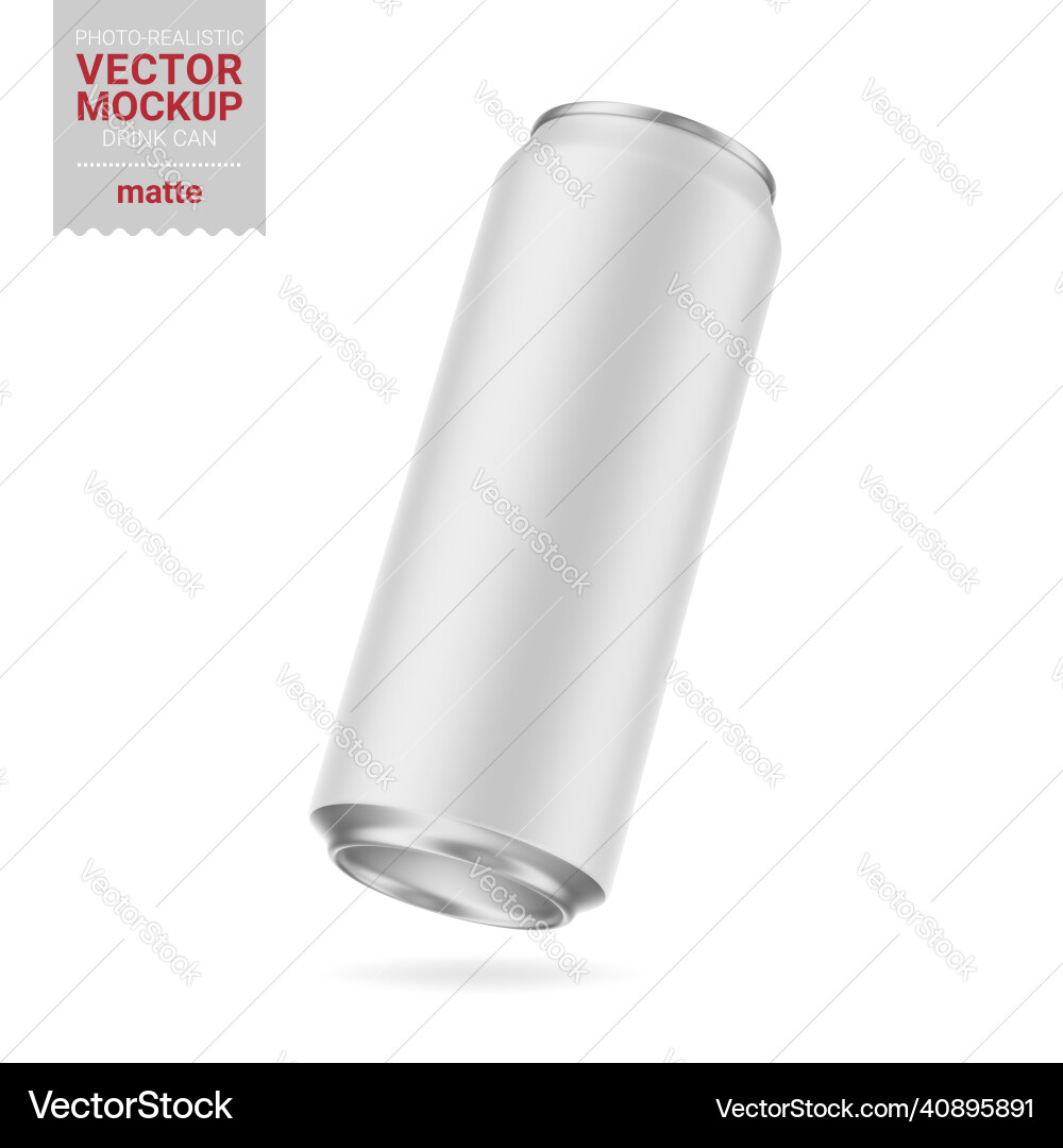 White matte drink can mockup Royalty Free Vector Image