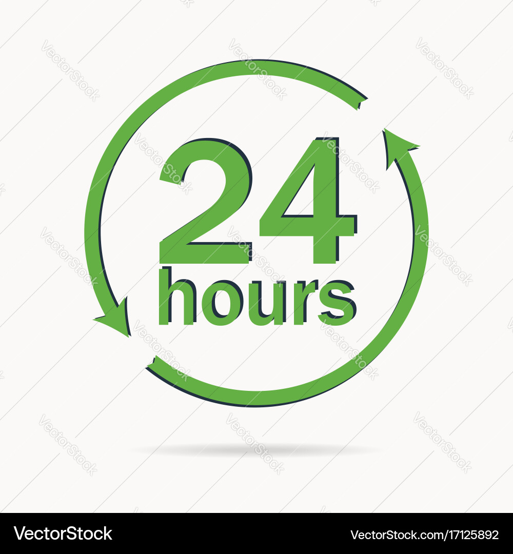 24 hours sign Royalty Free Vector Image - VectorStock
